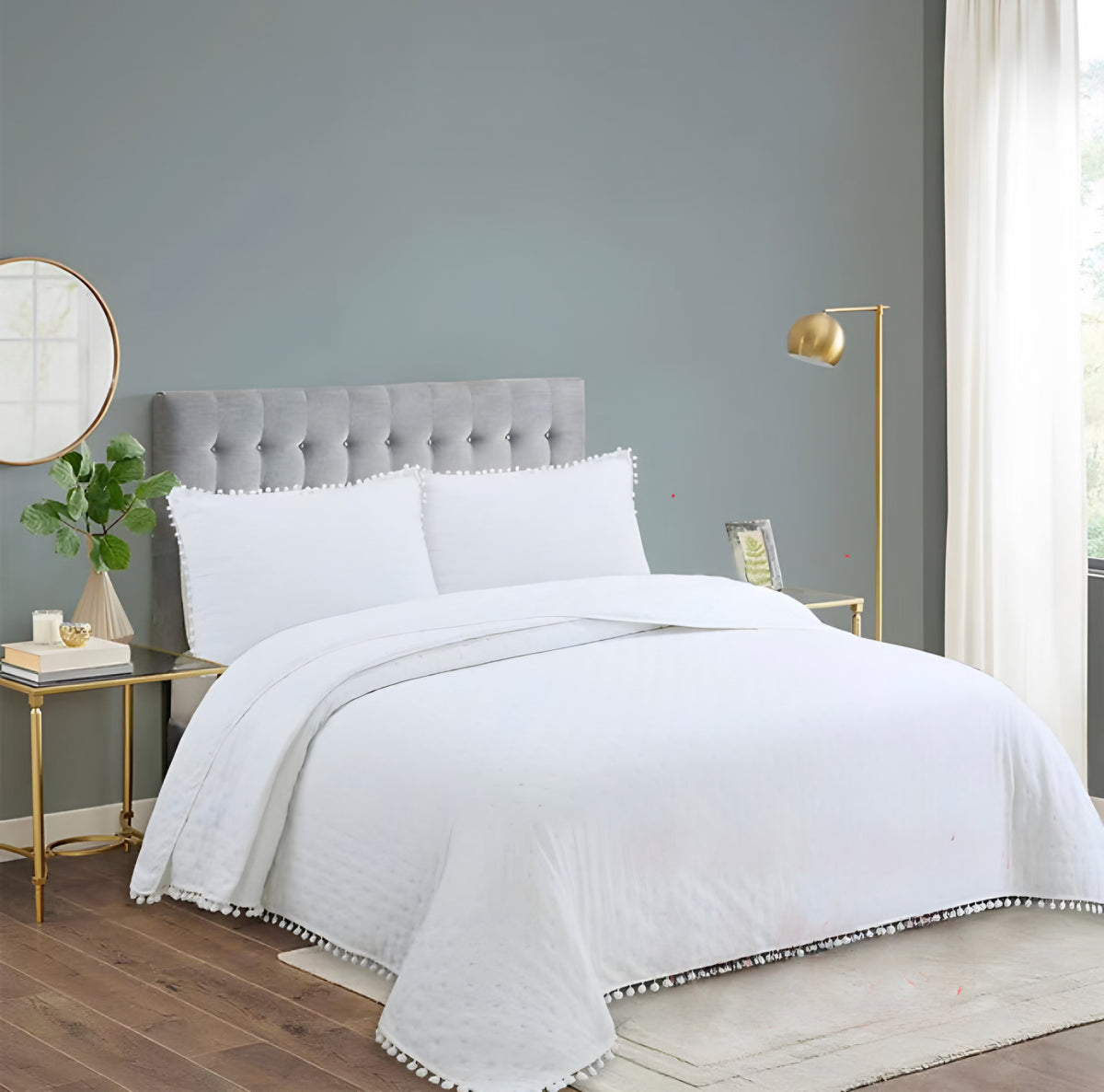 Quilt Pompón Blanco King – dekohome